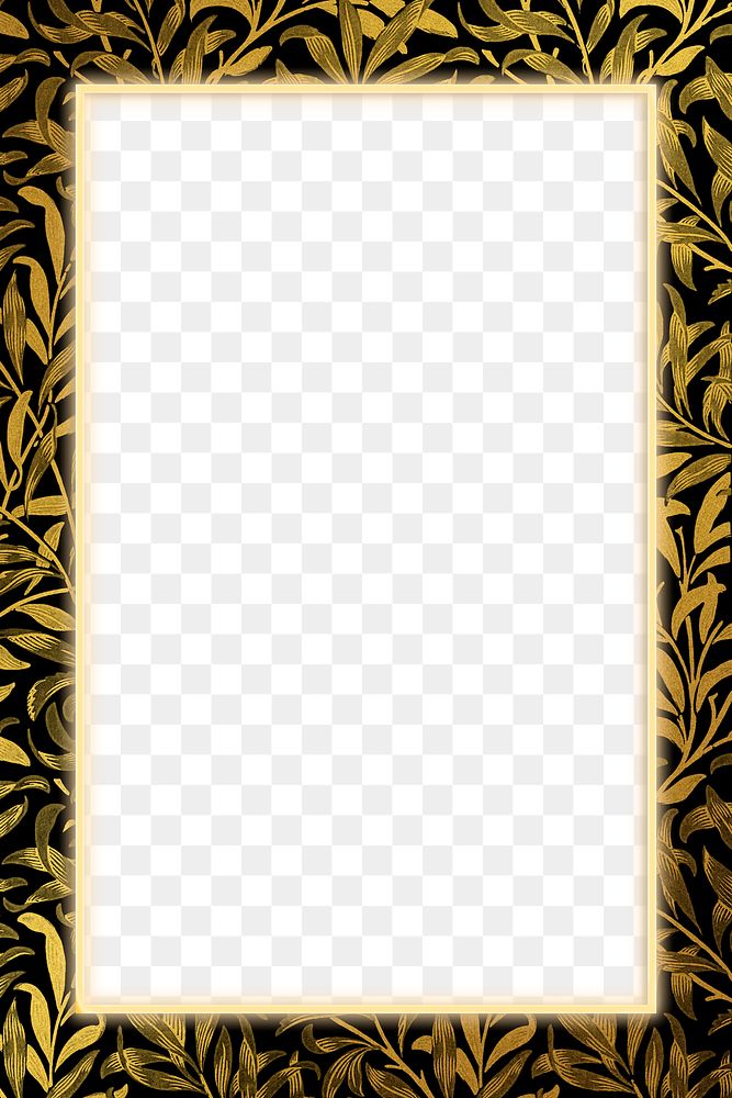 Floral golden frame pattern png | Free PNG - rawpixel