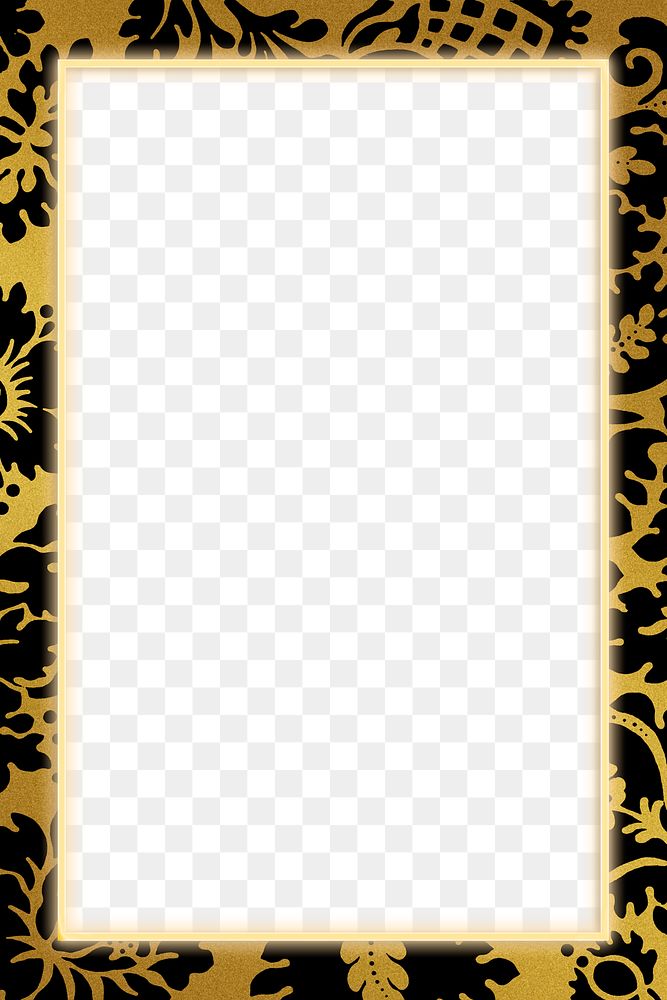 Floral golden frame pattern png | Free PNG - rawpixel