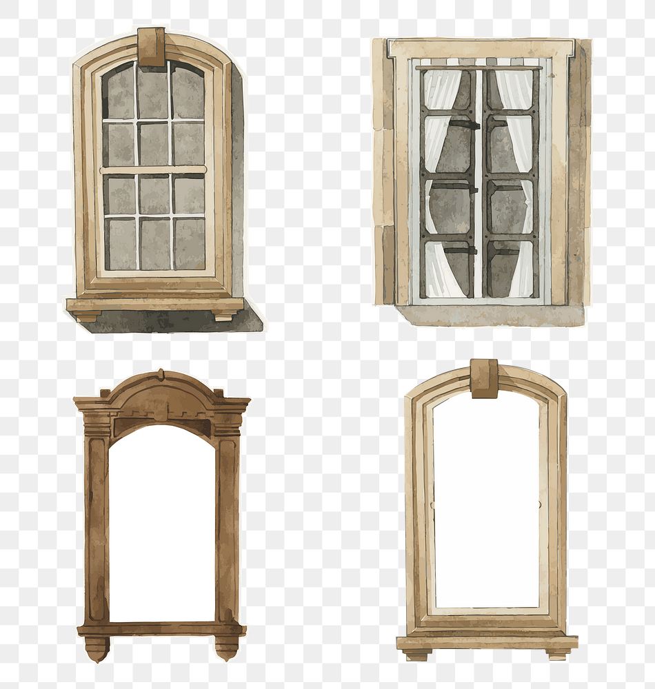 Vintage window architecture png collection | Premium PNG - rawpixel