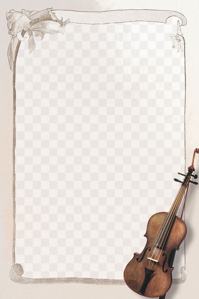 Rectangle floral frame with violin | Premium PNG - rawpixel