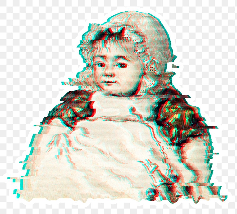 Toddler sticker in glitch effect | Free PNG Sticker - rawpixel