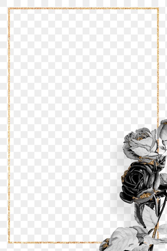 Gold frame with black roses | Free PNG - rawpixel