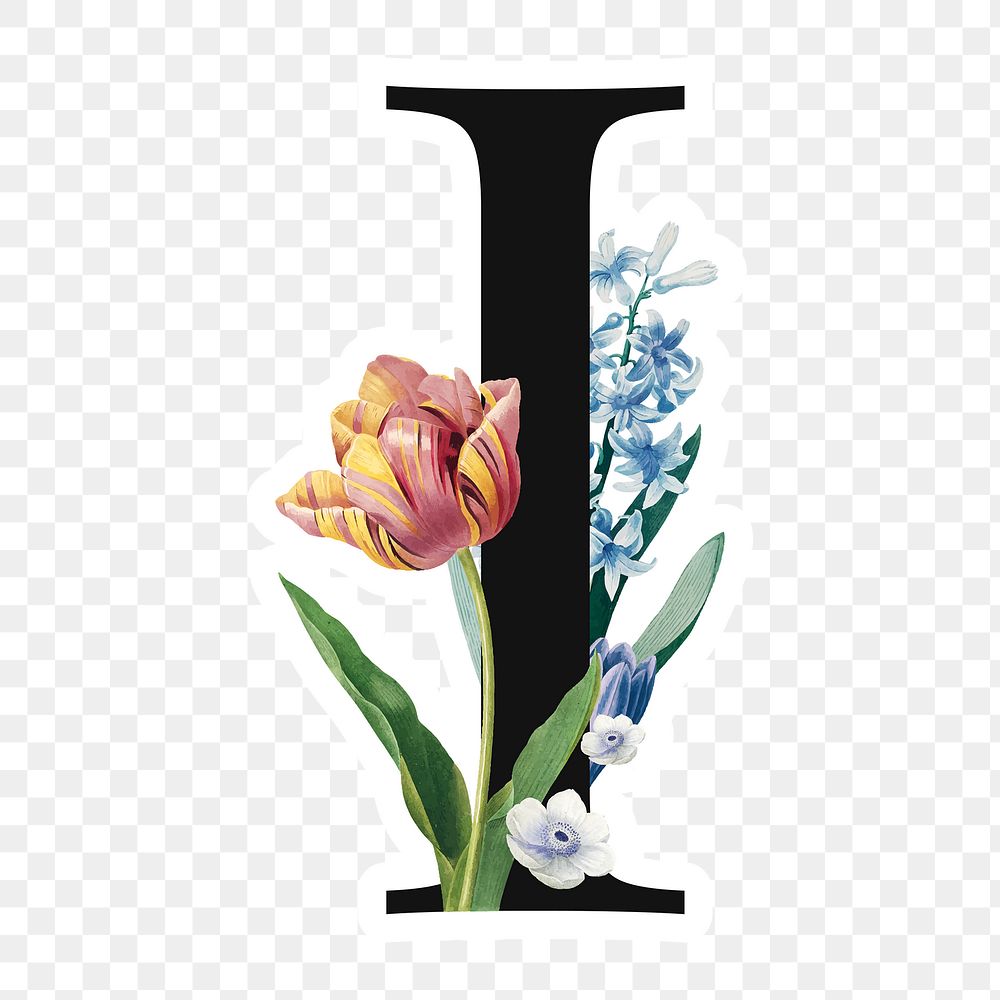 Flower decorated capital letter I | Premium PNG Sticker - rawpixel