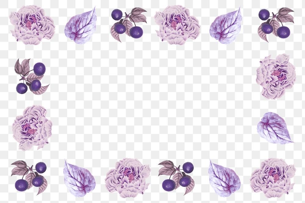Vintage purple floral border frame | Free PNG - rawpixel