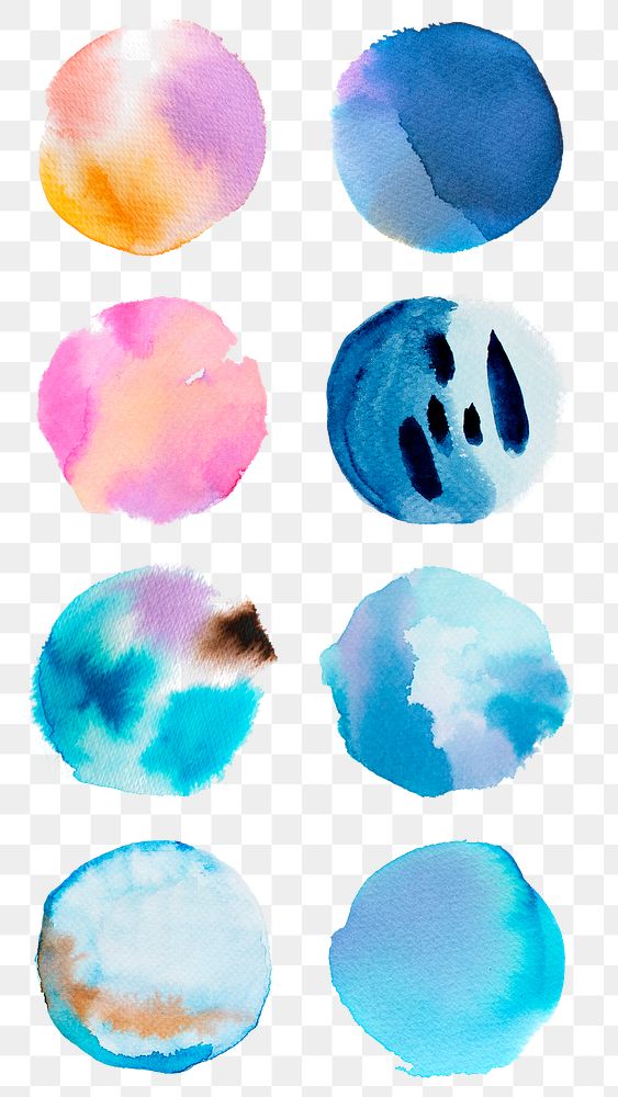 Round colorful watercolor set transparent | Free PNG - rawpixel