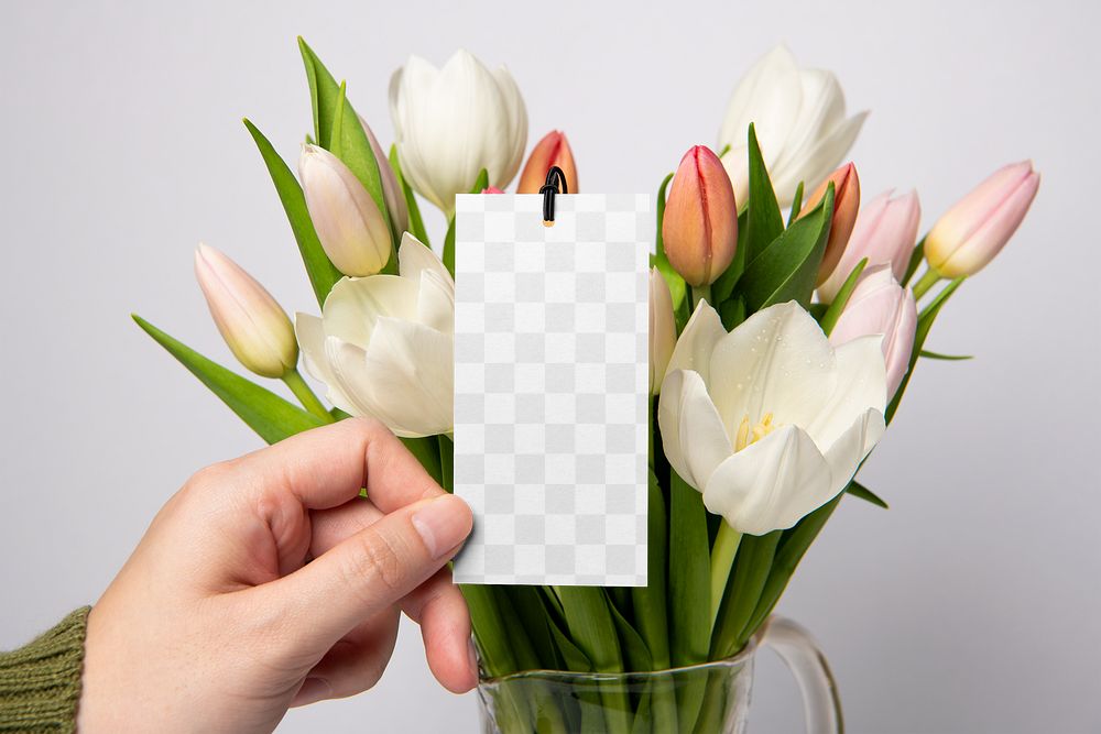 PNG label mockup transparent, flower | Premium PNG - rawpixel