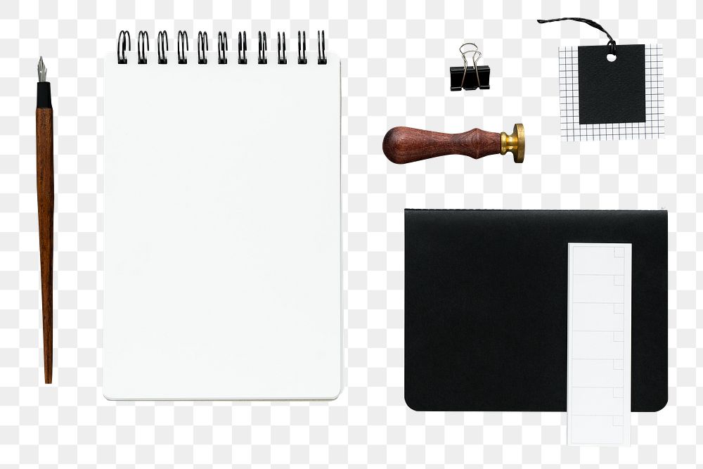 Set of stationery on workspace | Premium PNG - rawpixel