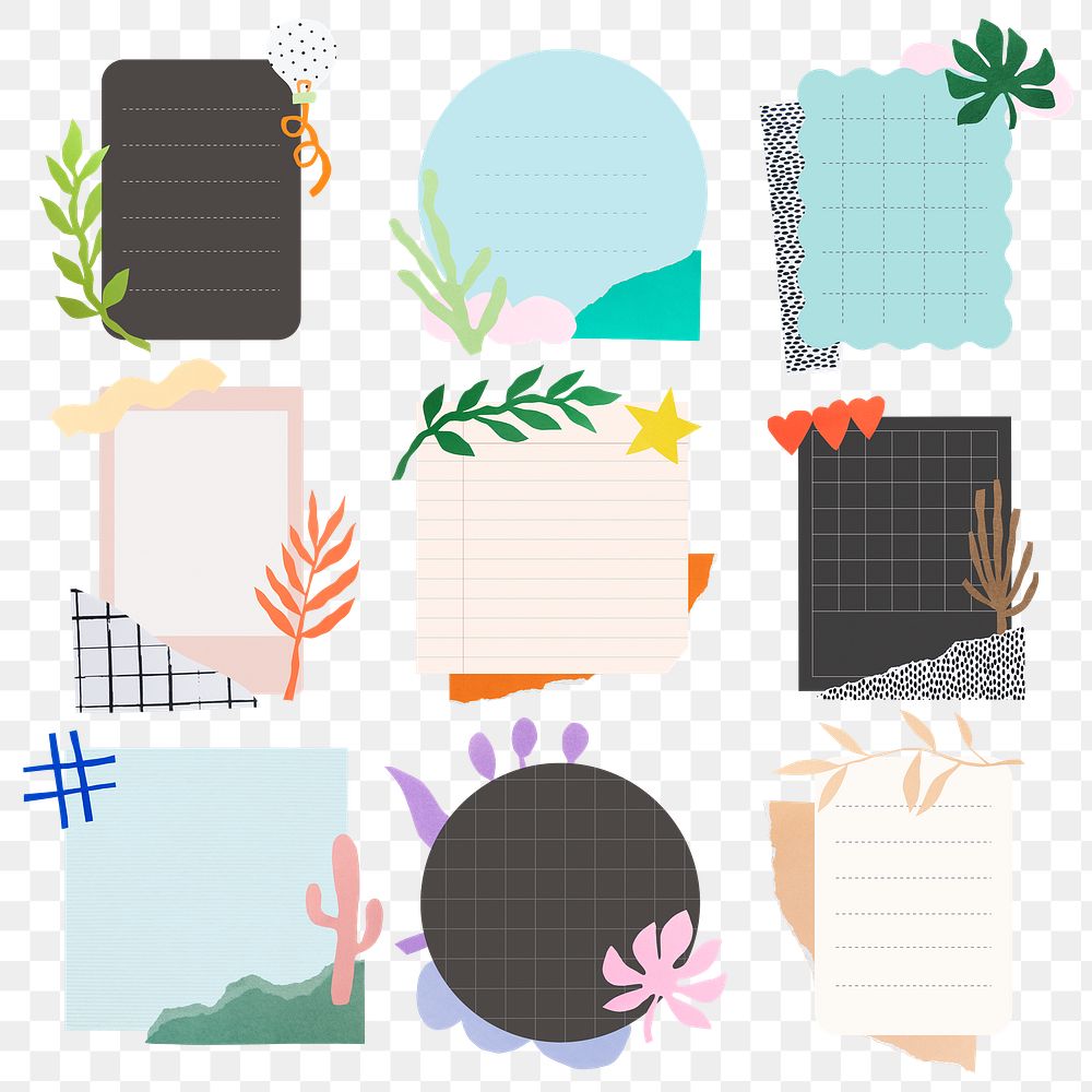 Cute note png stickers, botanical | Premium PNG - rawpixel