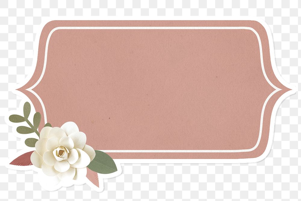 Floral frame sticker with a white | Premium PNG Sticker - rawpixel