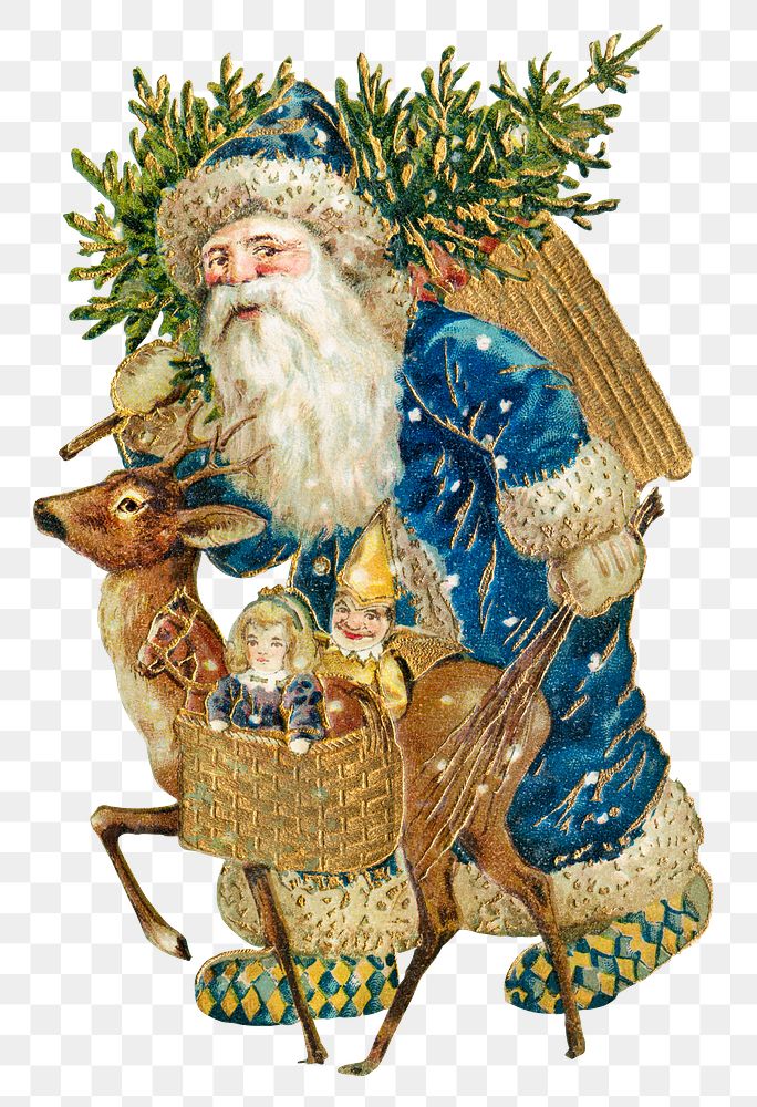 Santa Claus in a blue | Free PNG Sticker - rawpixel