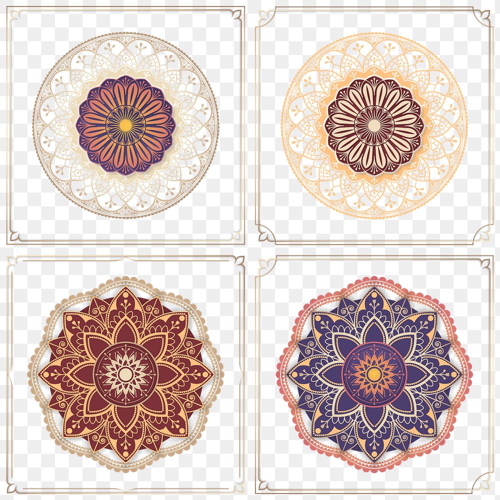 Colorful arabesque design element collection | Premium PNG - rawpixel