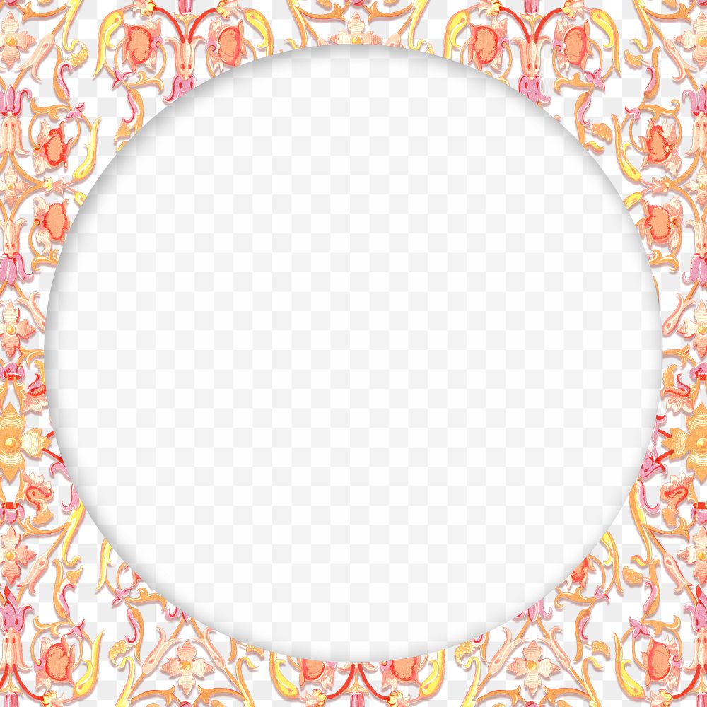 Floral patterned round frame design | Free PNG - rawpixel