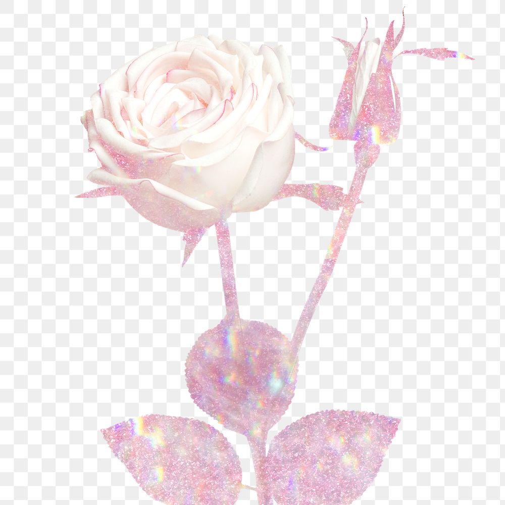 Blooming glittery pink rose design | Free PNG Sticker - rawpixel
