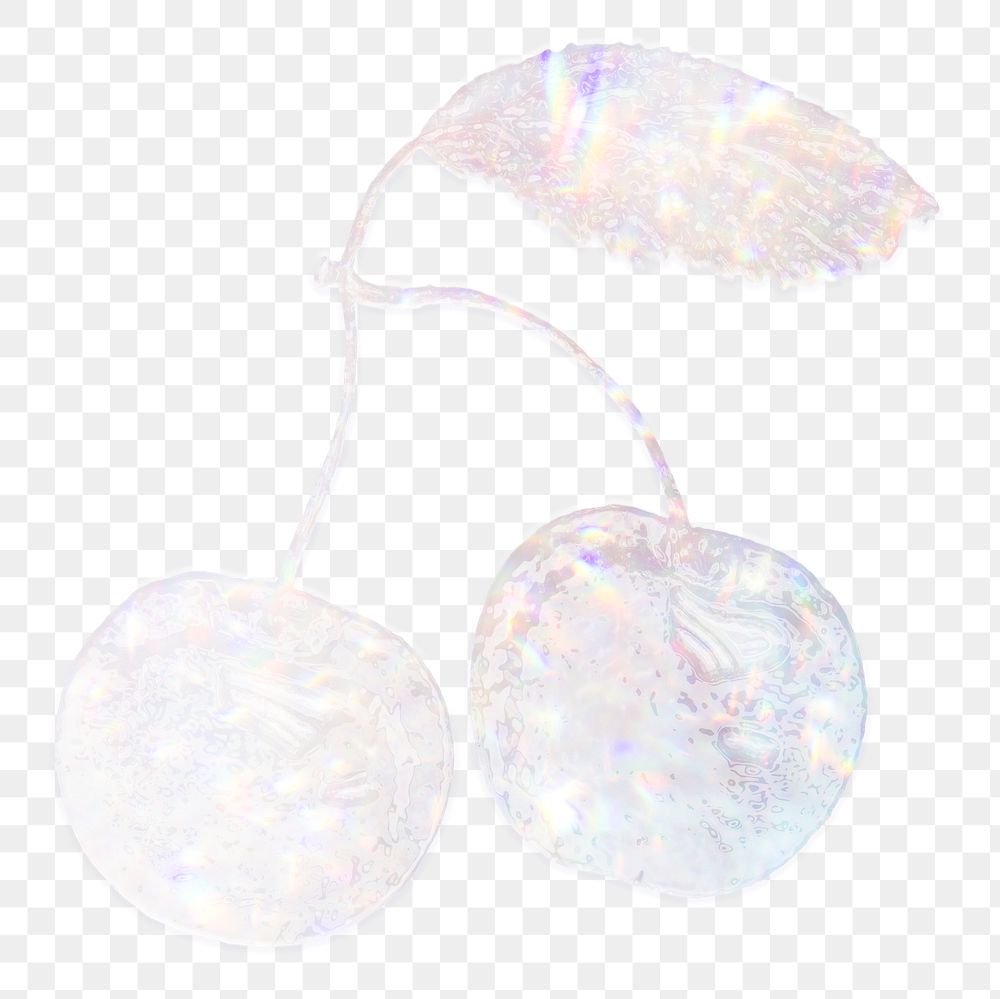 White holographic red cherries sticker | Free PNG Sticker - rawpixel