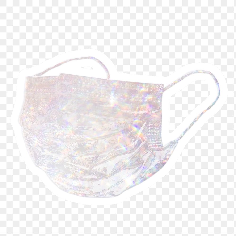 Silvery holographic face mask sticker | Free PNG Sticker - rawpixel