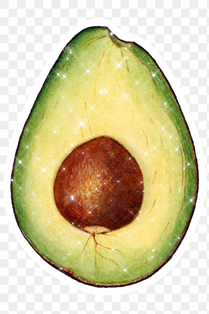 Hand drawn sparkling avocado sticker | Free PNG Sticker - rawpixel