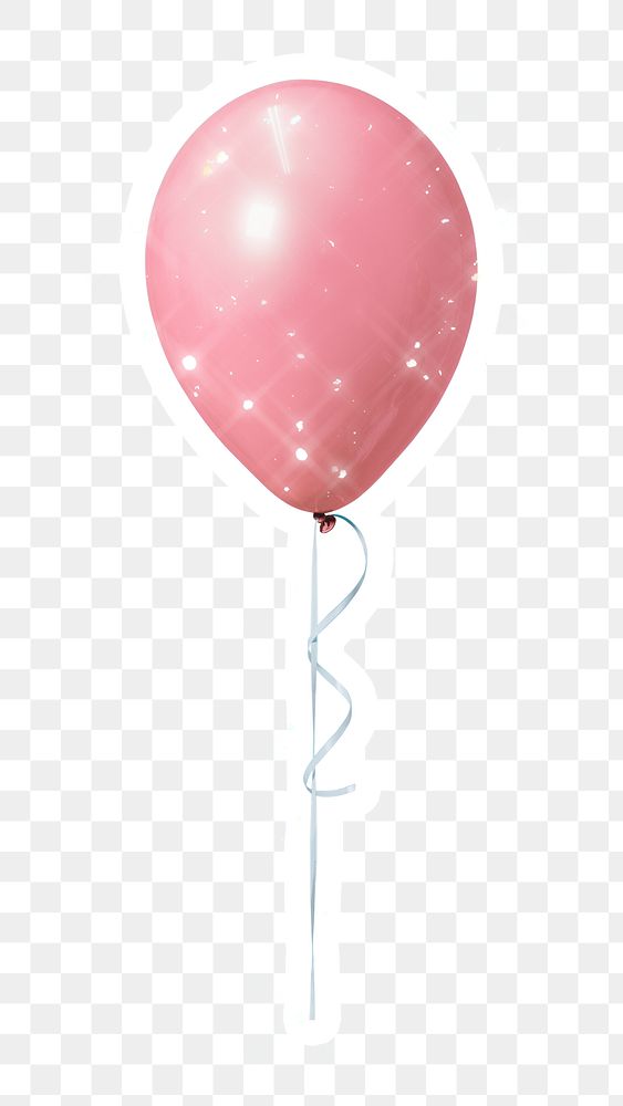 Sparkling pink balloon sticker with white | Free PNG Sticker - rawpixel