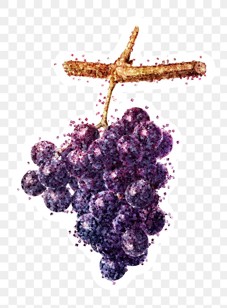 Glitter black grapes fruit sticker | Free PNG Sticker - rawpixel