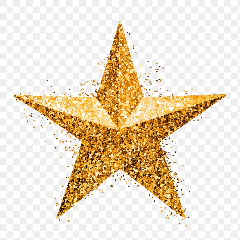 Glitter gold star design element | Premium PNG Sticker - rawpixel