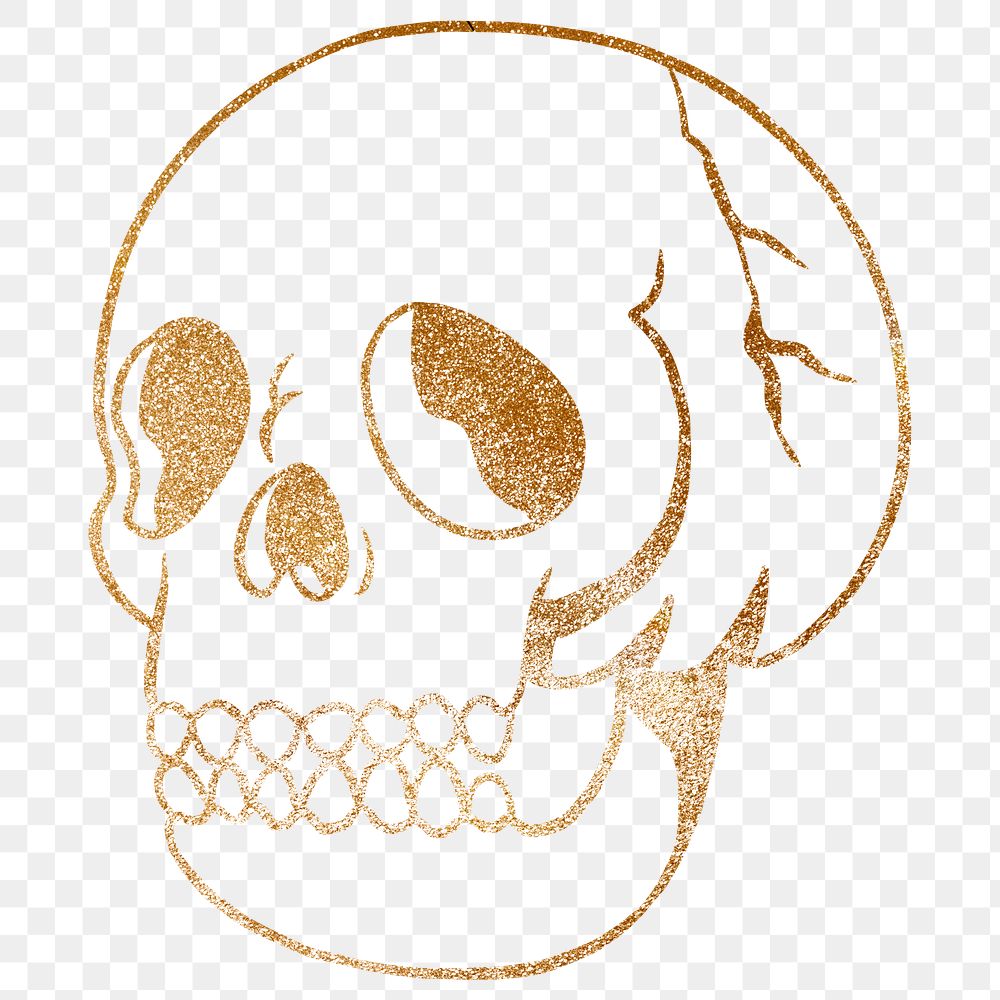 Glittery gold skull sticker design | Free PNG Sticker - rawpixel