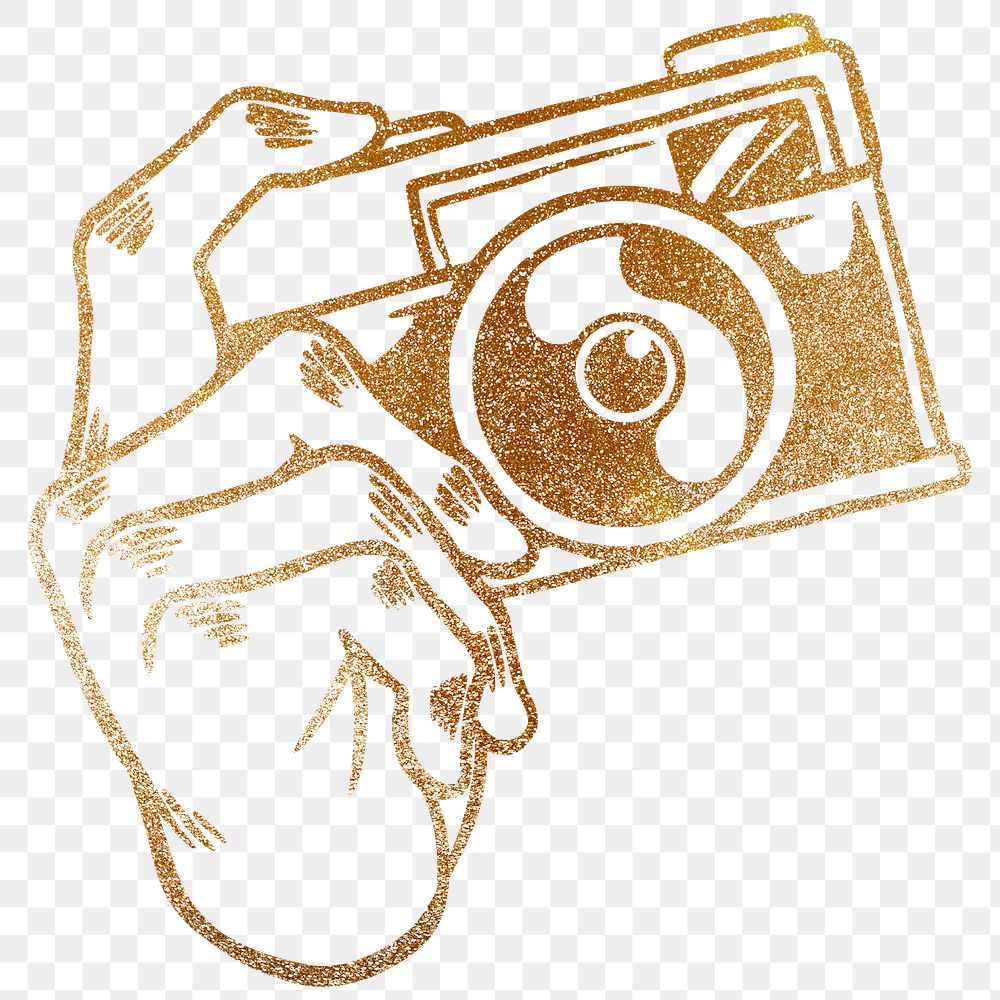 Shimmering golden analog camera sticker | Premium PNG Sticker - rawpixel