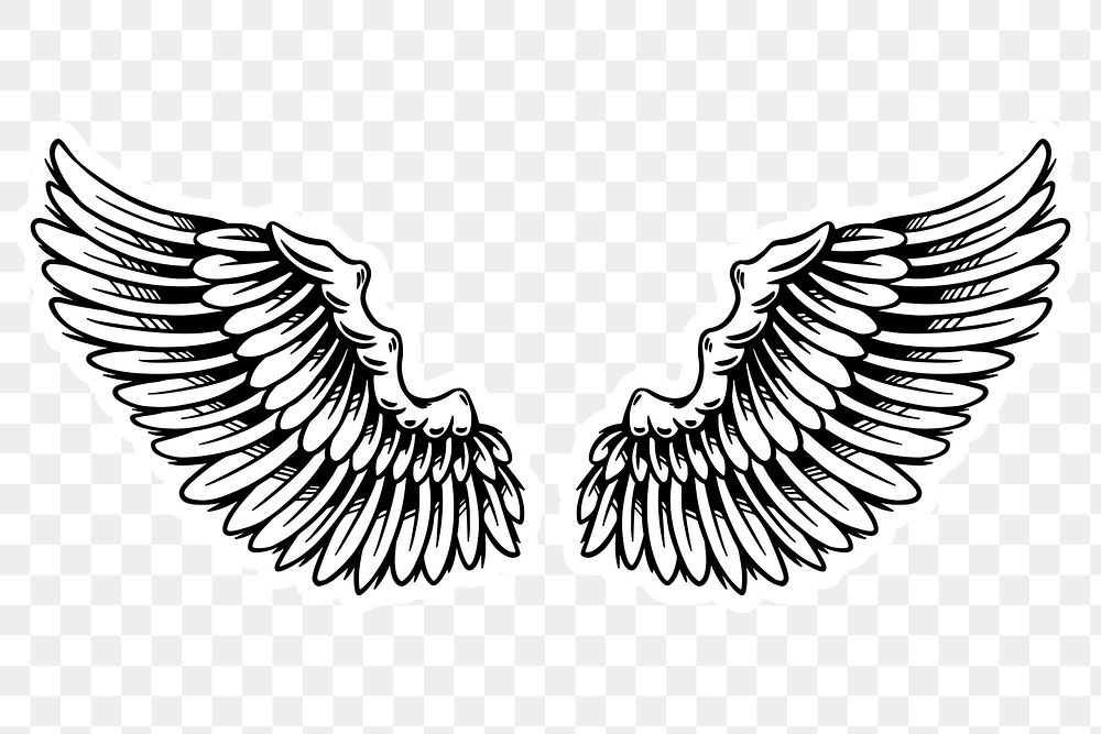 Wings outline sticker overlay with a white | Free PNG Sticker - rawpixel