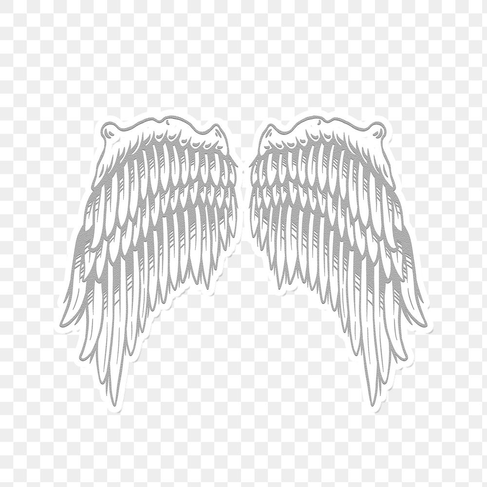 Gray wings outline sticker overlay | Free PNG Sticker - rawpixel