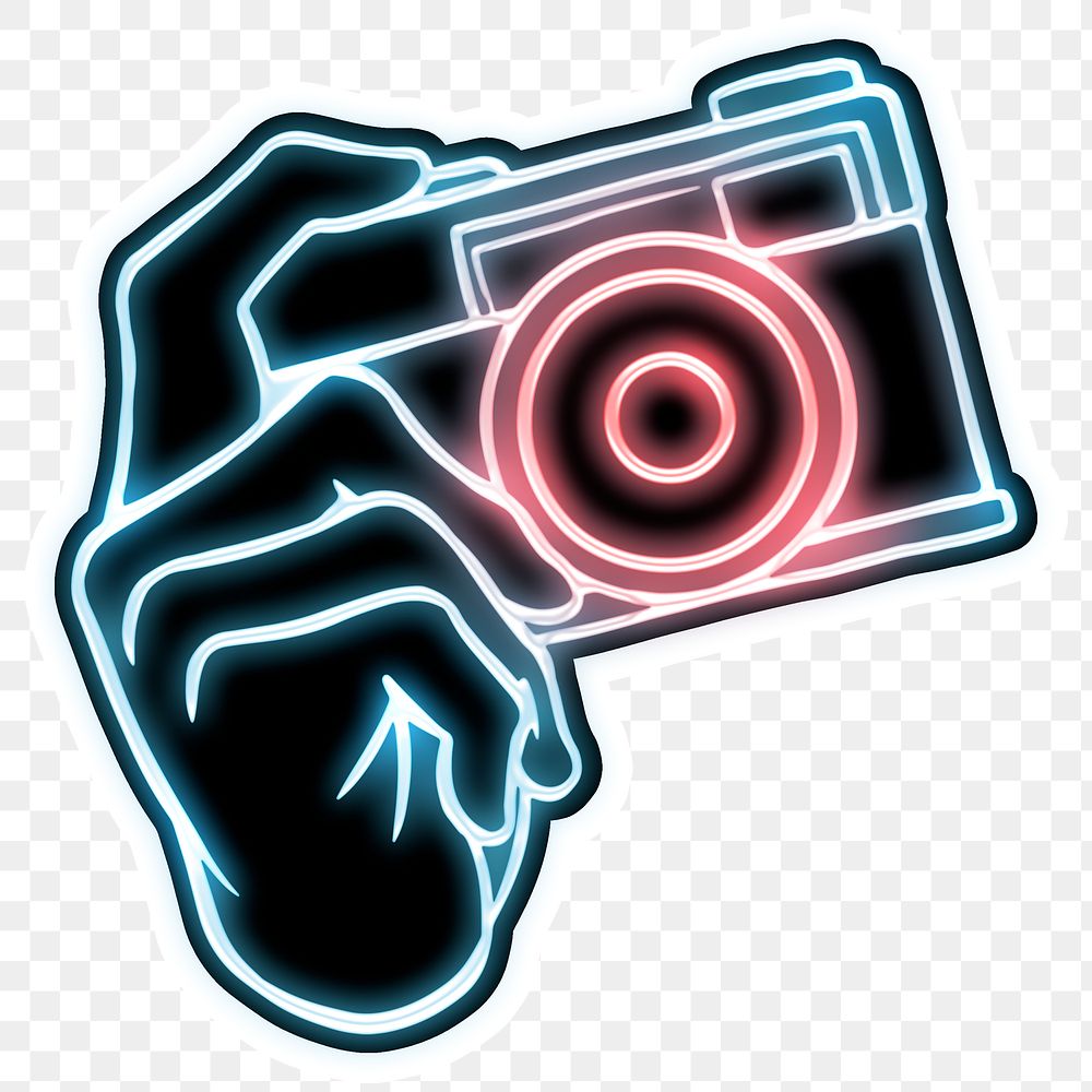 Neon analog camera sticker overlay | Premium PNG Sticker - rawpixel
