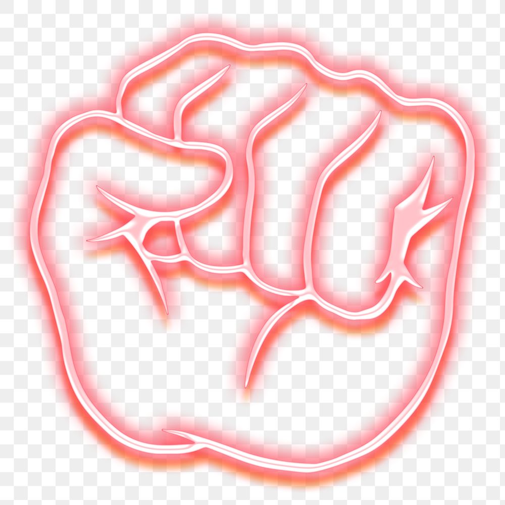 Neon red raised fist sticker | Free PNG Sticker - rawpixel