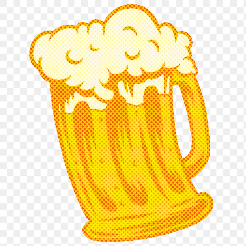 Halftone beer sticker overlay design | Free PNG Sticker - rawpixel