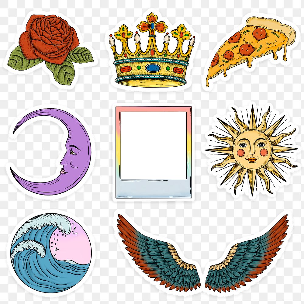 Colorful cute sticker overlay set | Premium PNG - rawpixel