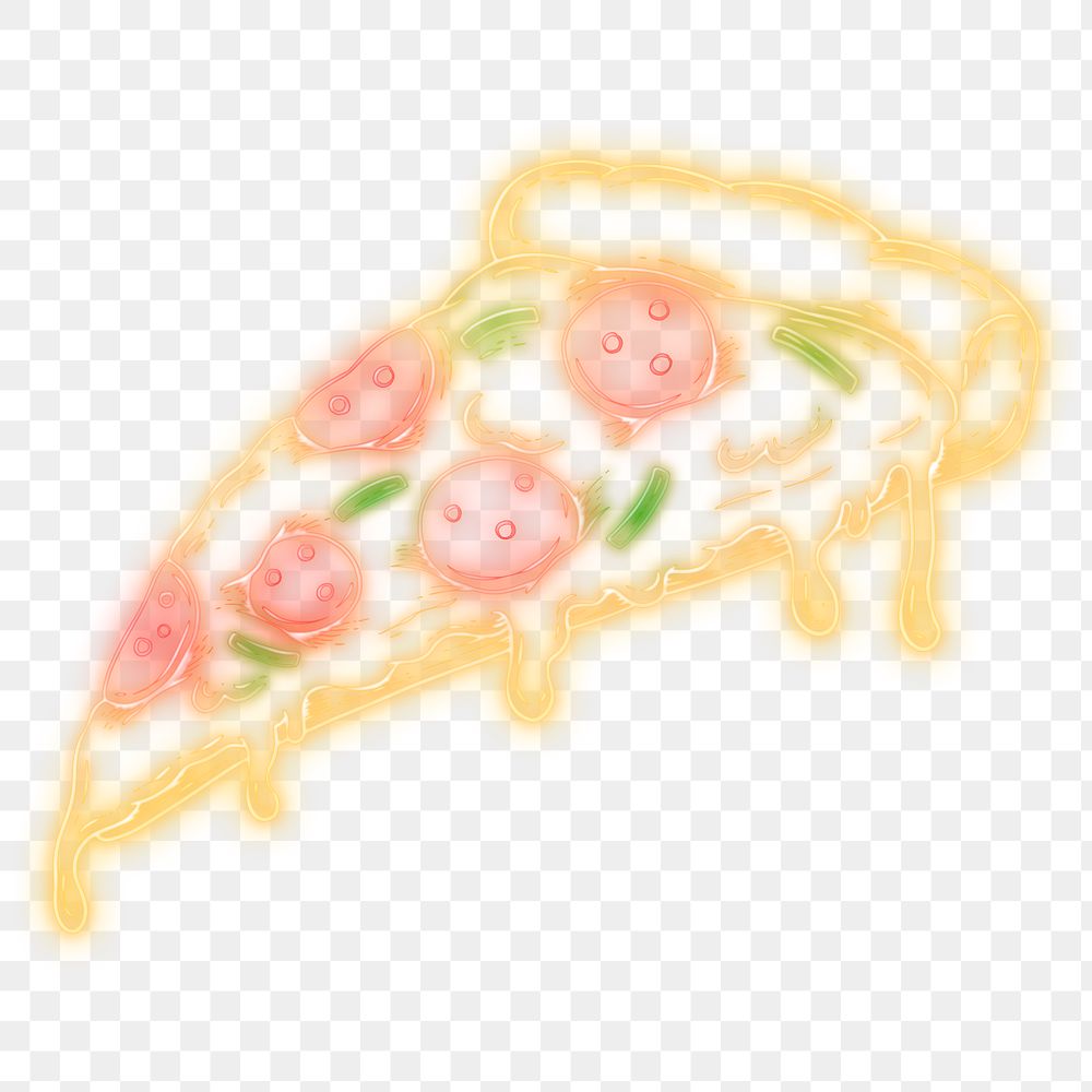 Neon pepperoni pizza slice sticker | Free PNG Sticker - rawpixel