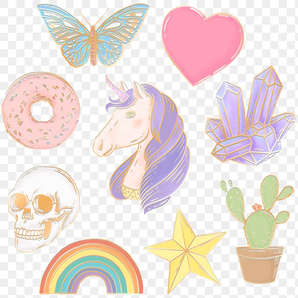 Pastel journal sticker set design | Premium PNG - rawpixel