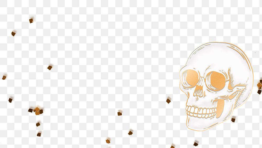 Gold skull with confetti design | Free PNG - rawpixel