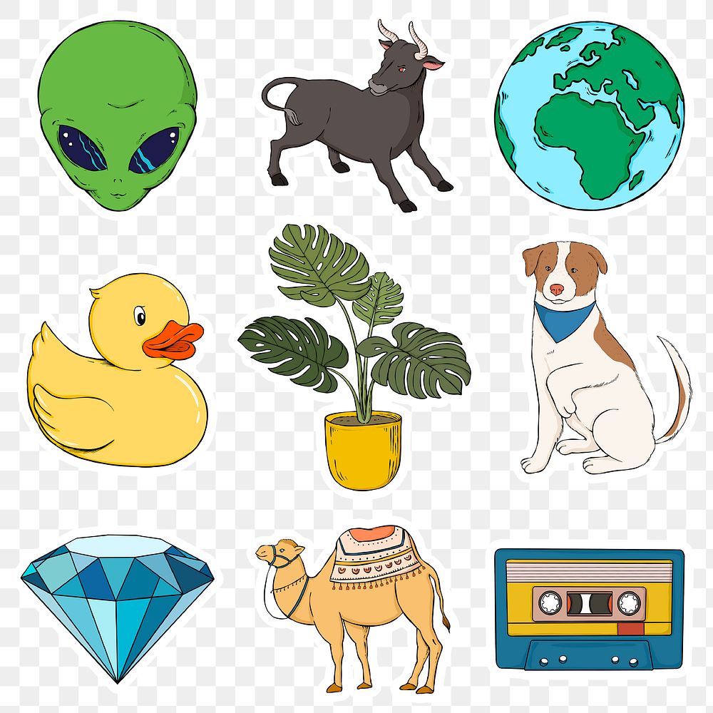 Retro colorful png sticker set | Premium PNG - rawpixel