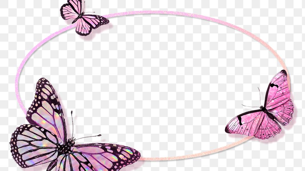 Oval pink butterfly frame design | Free PNG - rawpixel