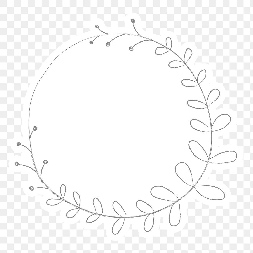 Leafy doodle frame design element | Free PNG Sticker - rawpixel