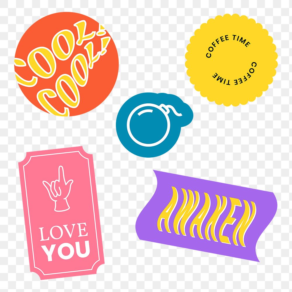 Retro word sticker png collection | Premium PNG - rawpixel