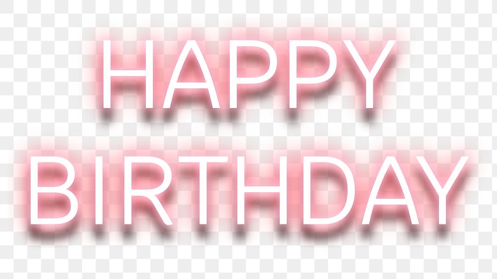 Pink neon happy birthday typography | Premium PNG Sticker - rawpixel