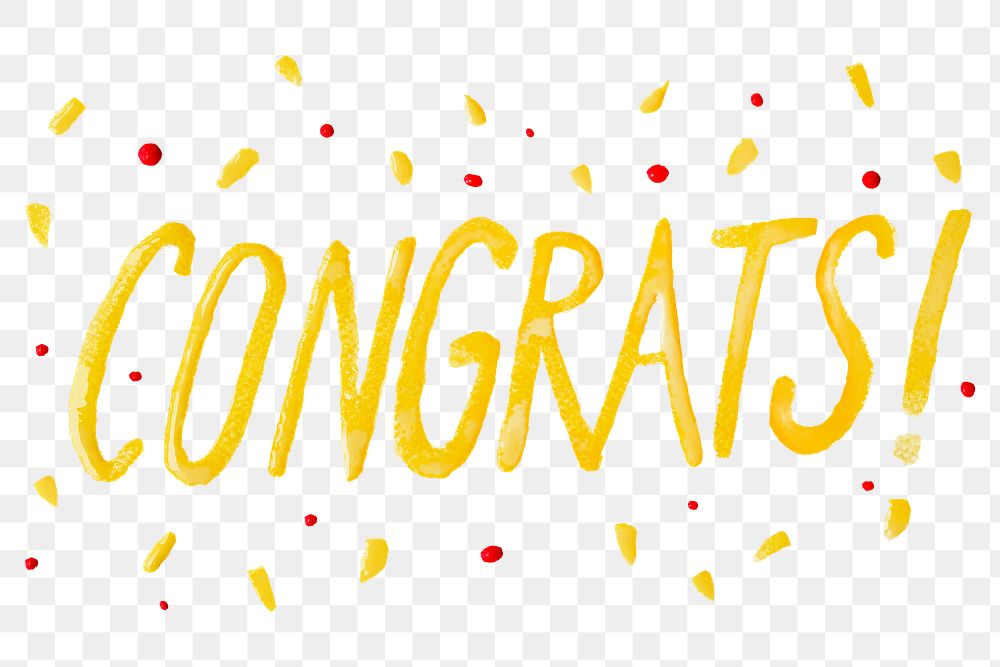 Yellow Congrats! typography design element | Free PNG Sticker - rawpixel