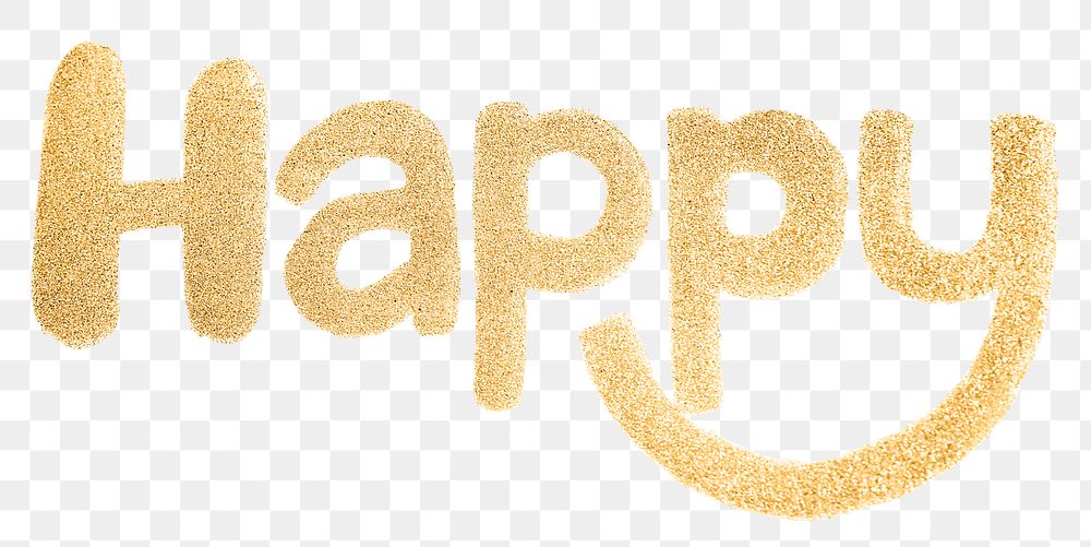 Sparkling gold happy word png | Free PNG Sticker - rawpixel