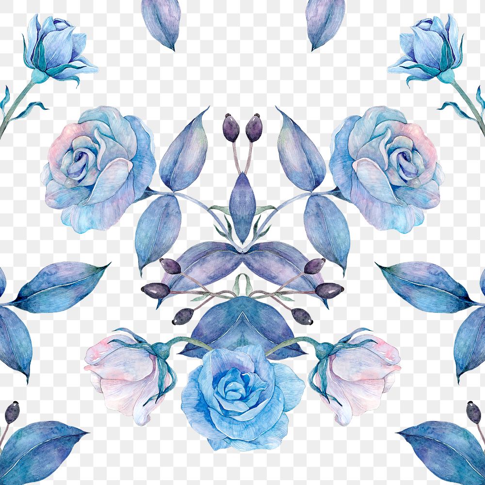 Blue floral watercolor rose png | Free PNG - rawpixel