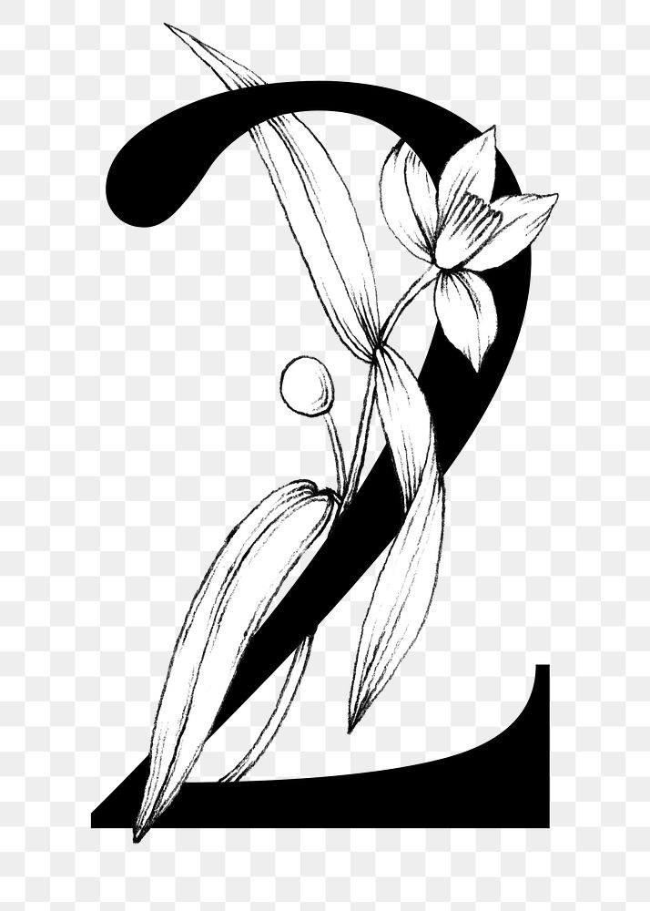 Png number 2 font floral | Free PNG Sticker - rawpixel