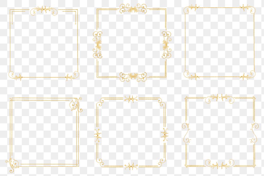Gold filigree frame set png, | Free PNG - rawpixel