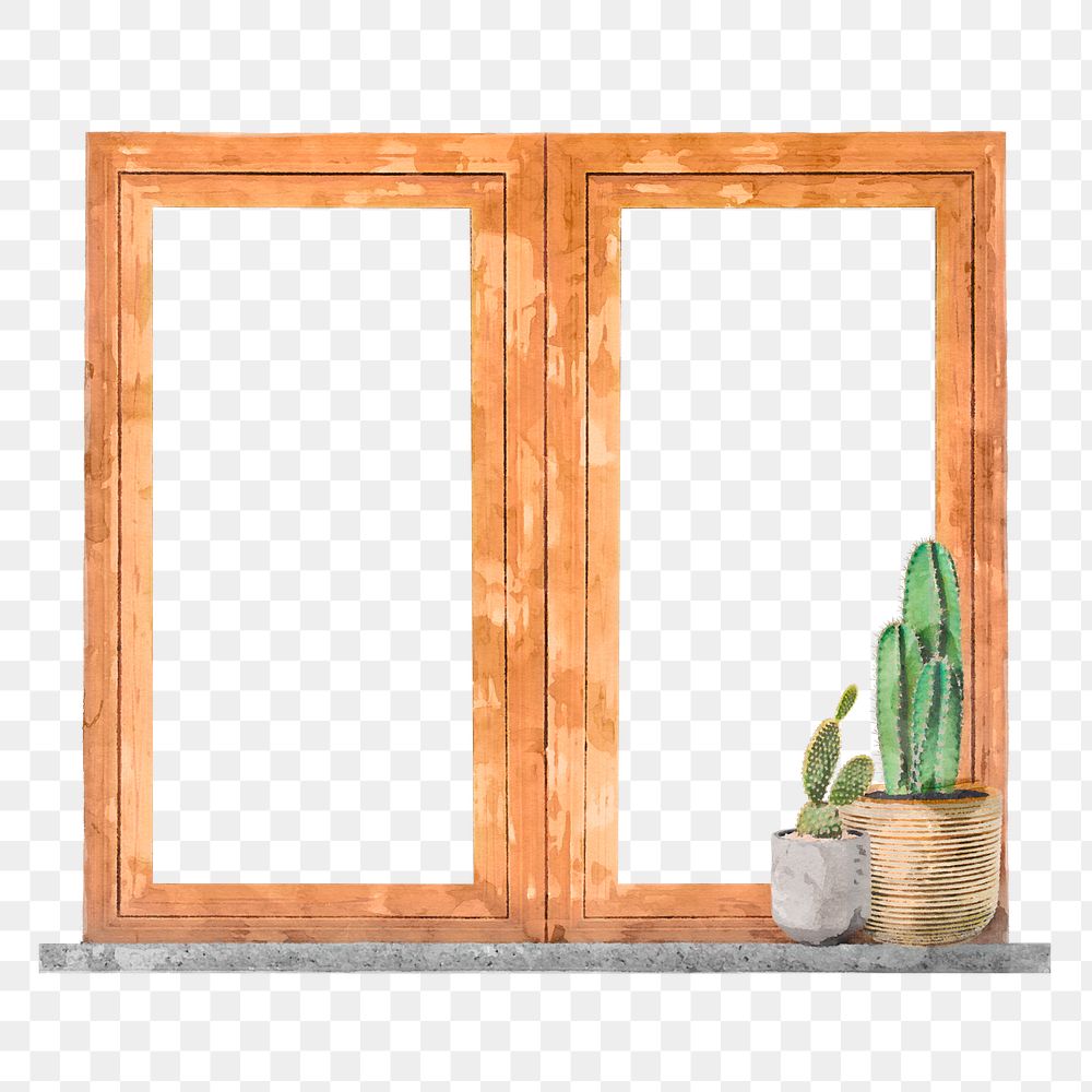PNG wooden double window clipart, | Premium PNG - rawpixel