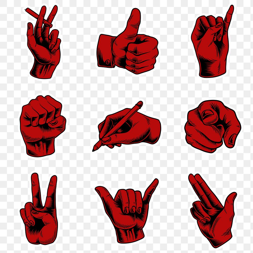 Cool hand gesture sticker with a white | Premium PNG - rawpixel