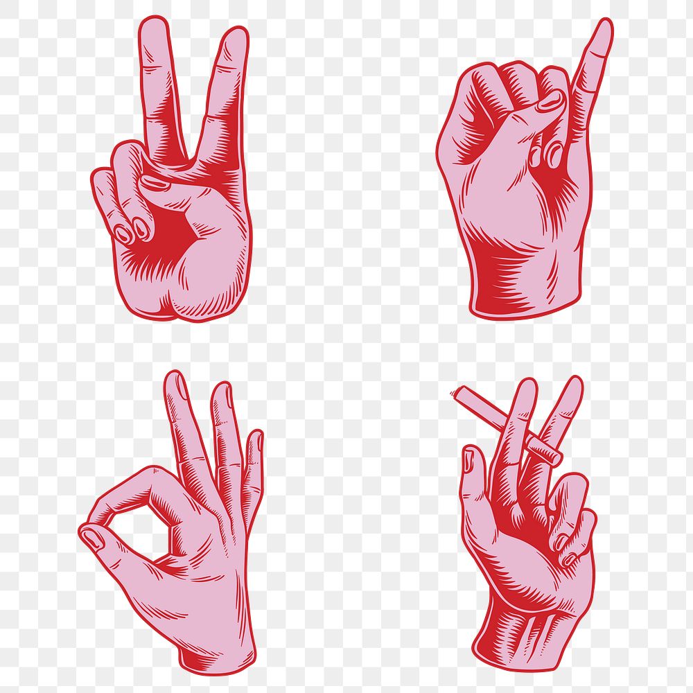 Cool red hand sign sticker | Premium PNG - rawpixel