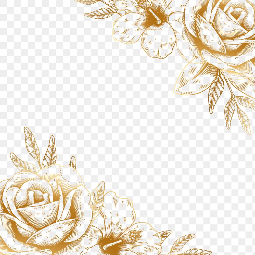 Hand Drawn Gold Rose Border Premium Png Rawpixel