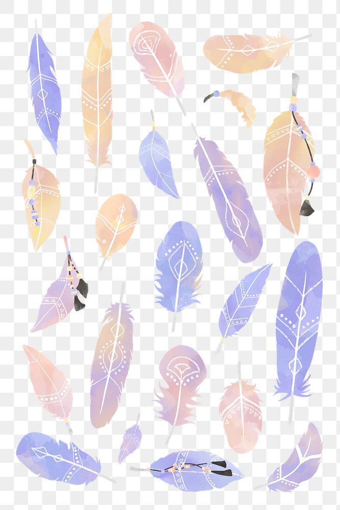 Pastel gypsy png watercolor feather | Free PNG - rawpixel