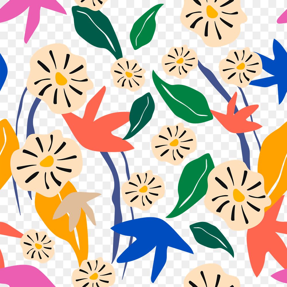 Flower png seamless pattern, transparent | Premium PNG - rawpixel